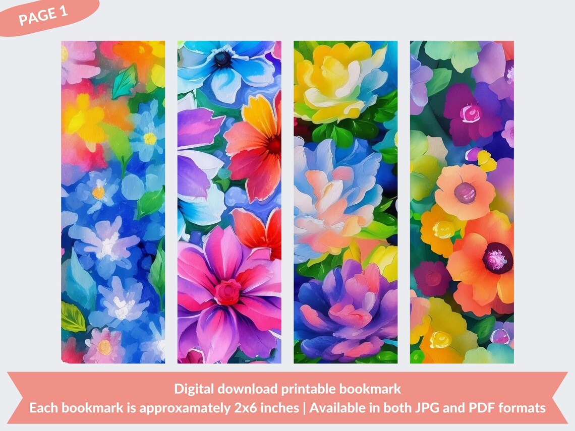 20 Watercolor Floral Bookmarks Printable Bookmark Designs - Etsy