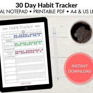 Digital 30 Day Habit Tracker Landscape Printable Routine Tracker ...
