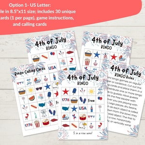4th of July Bingo 30 Unique Cards Printable 4th of July Kids Activities ...