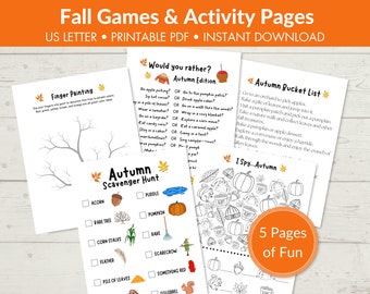 Fall Games and Word Search Bundle | Fall Kids Printable Activity Bundle ...