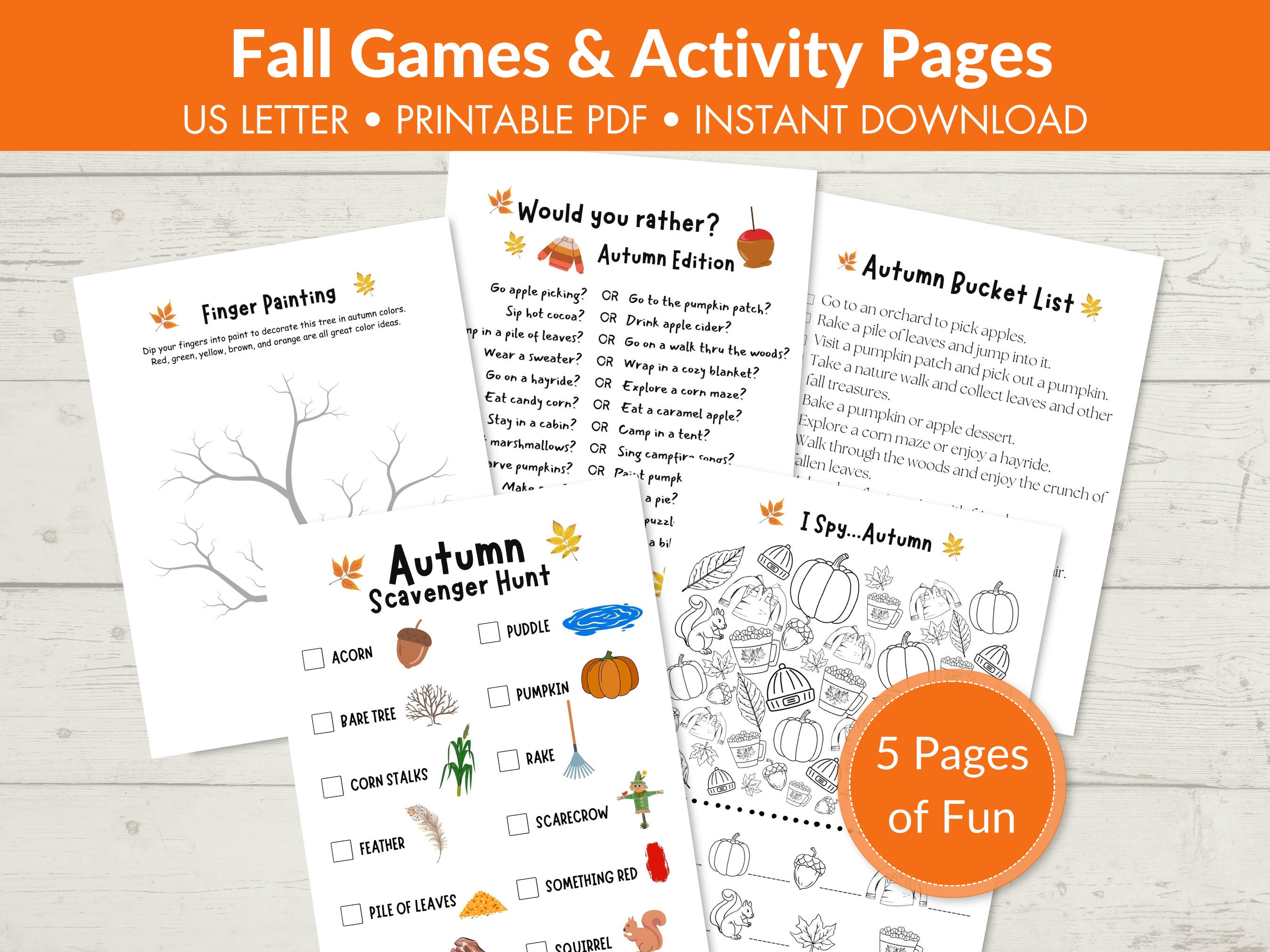 Fall Kids Game and Activity Bundle | Autumn Printable Activity Bundle ...