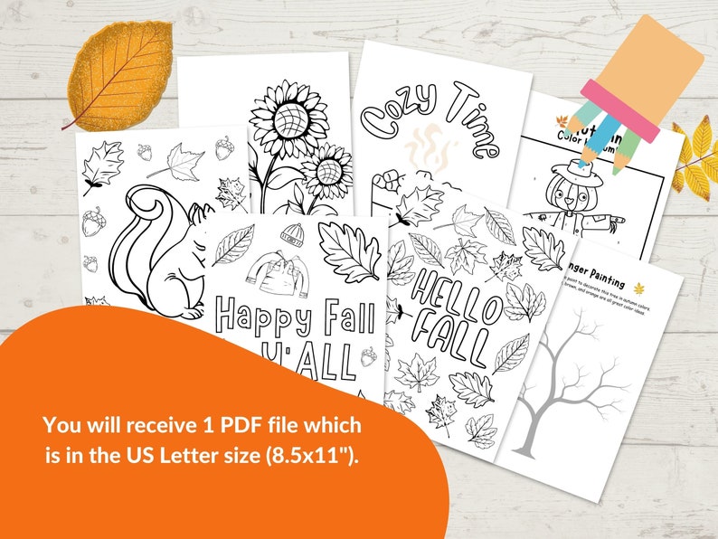 6 Fall Coloring Pages | Fall Kids Printable Activity Bundle | Classroom ...