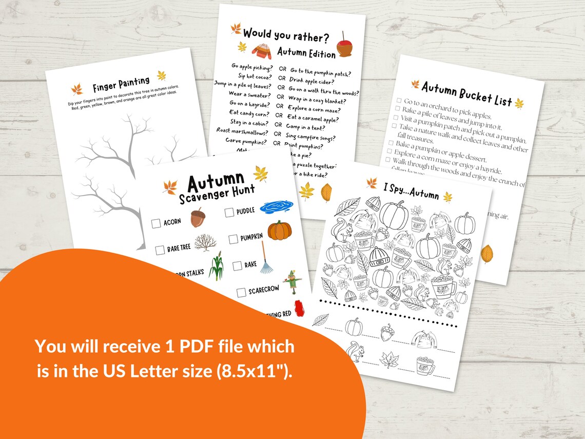 Fall Kids Game and Activity Bundle | Autumn Printable Activity Bundle ...