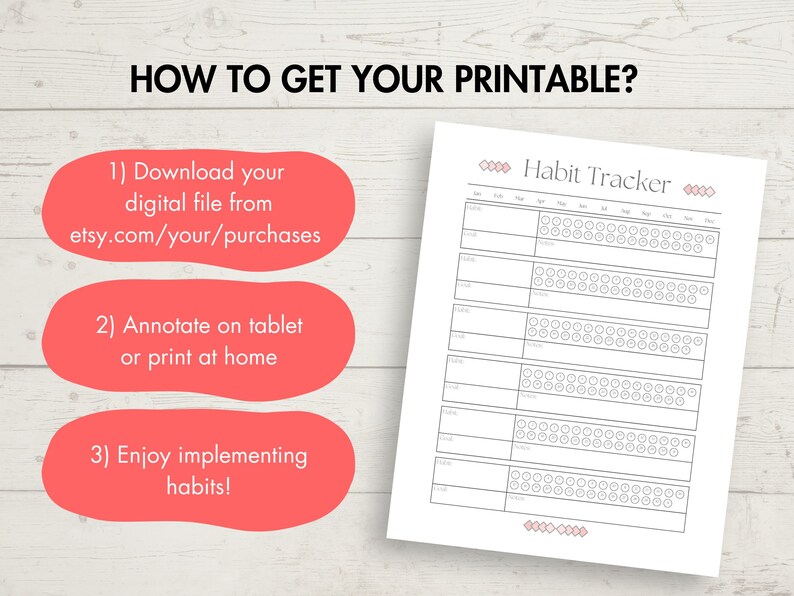 Digital 30 Day Habit Tracker Landscape Printable Routine Tracker ...