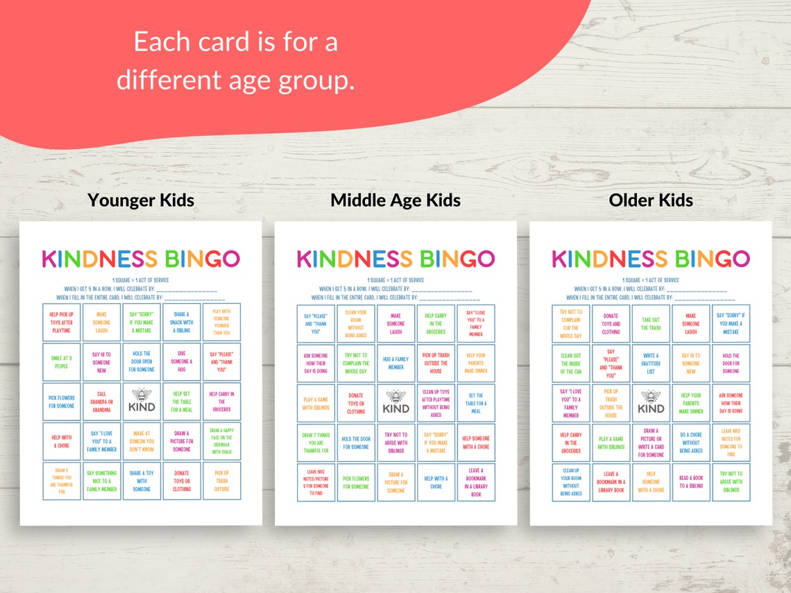 Kindness Bingo Cards for Kids | Printable Acts of Kindness | Kid’s ...