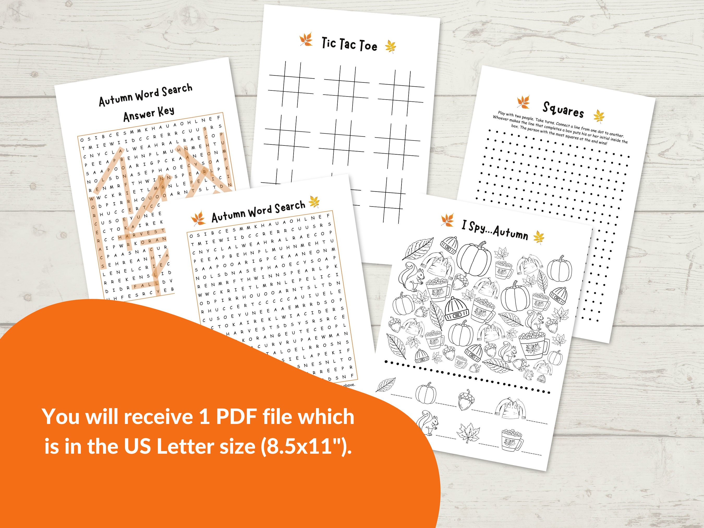 Fall Games and Word Search Bundle | Fall Kids Printable Activity Bundle ...