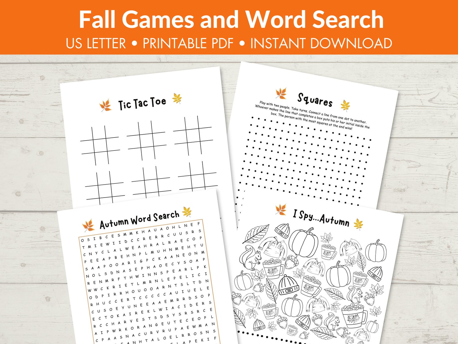 Fall Games and Word Search Bundle | Fall Kids Printable Activity Bundle ...