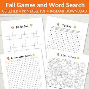 Fall Games and Word Search Bundle | Fall Kids Printable Activity Bundle ...