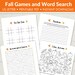 Fall Games and Word Search Bundle | Fall Kids Printable Activity Bundle ...