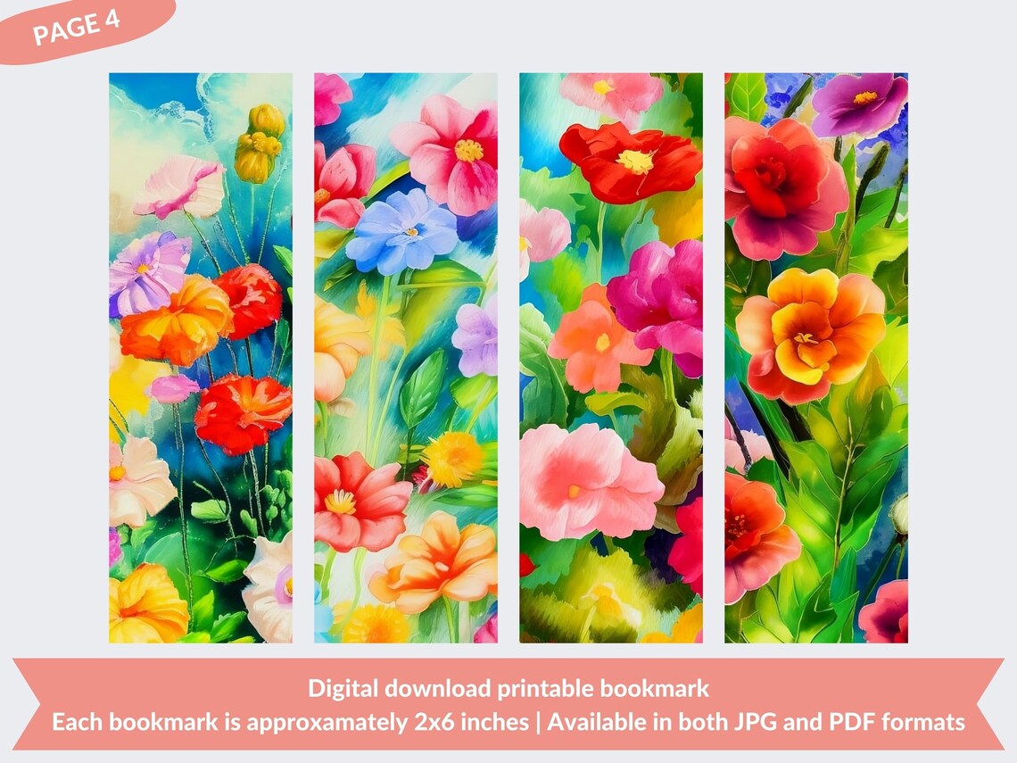20 Watercolor Floral Bookmarks Printable Bookmark Designs - Etsy