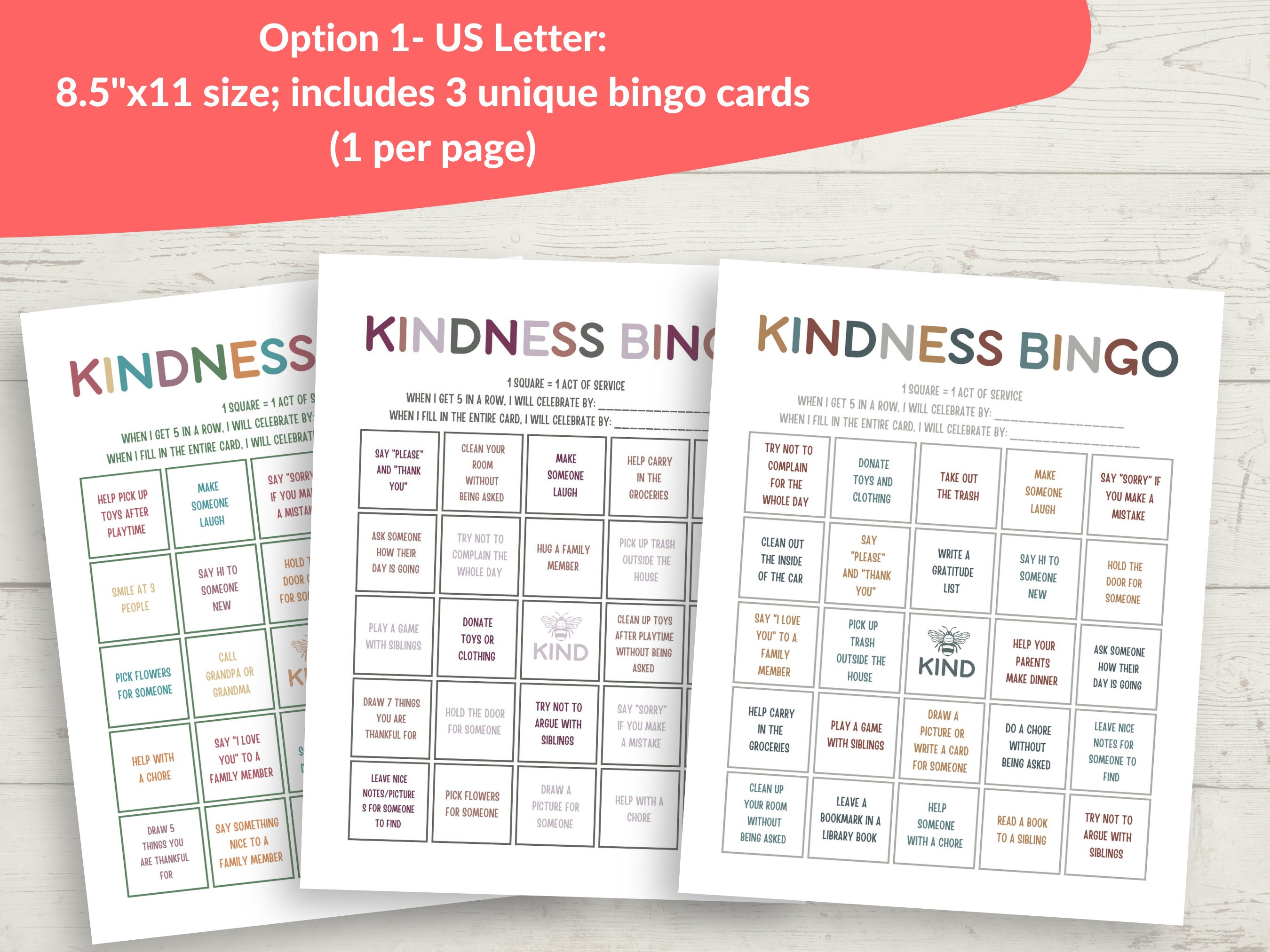 Kindness Bingo Cards | Printable Acts of Kindness | Kid’s Kindness ...