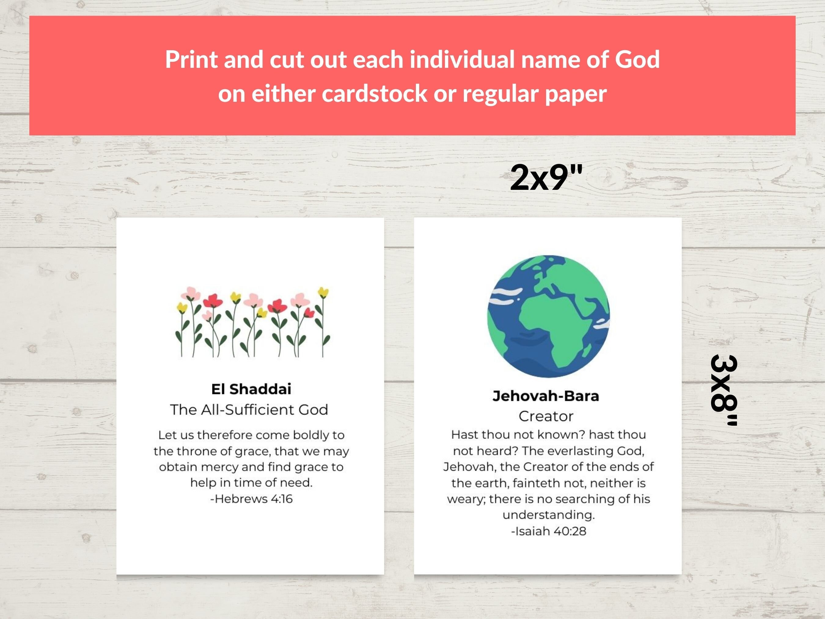 30 Names and Attributes of God Cards With Bible Verses | Printable ...