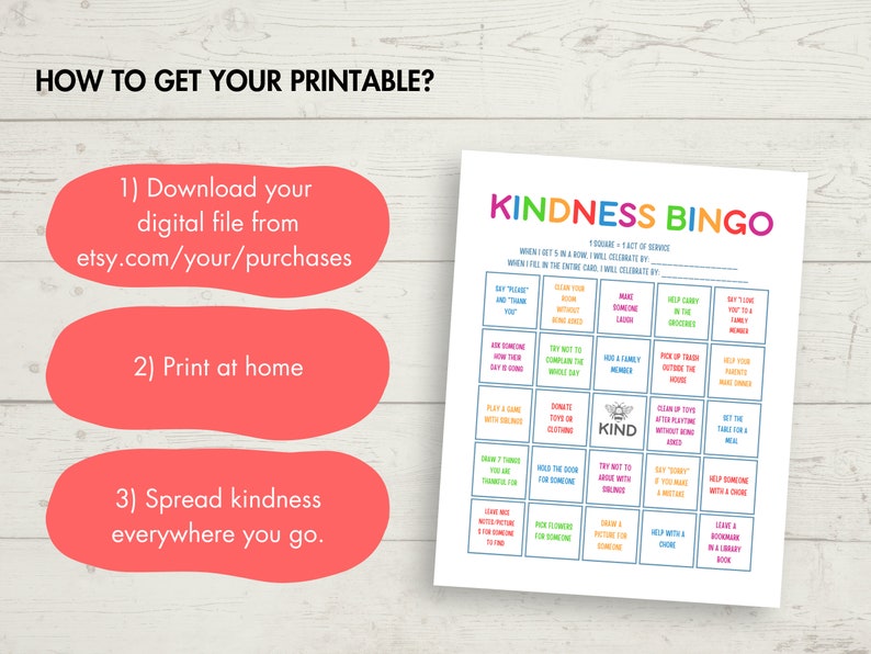 Kindness Bingo Cards for Kids | Printable Acts of Kindness | Kid’s ...