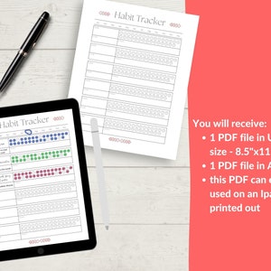 Digital 30 Day Habit Tracker Landscape Printable Routine Tracker ...