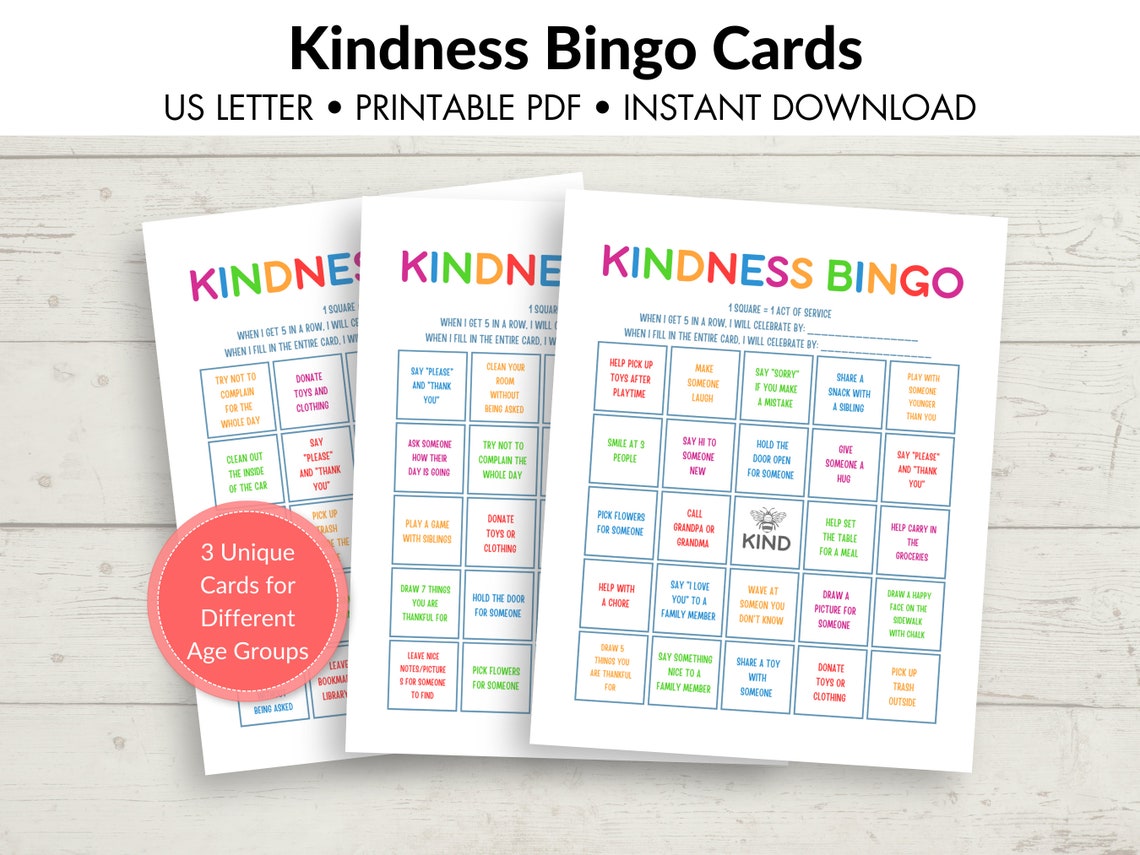 Kindness Bingo Cards for Kids | Printable Acts of Kindness | Kid’s ...