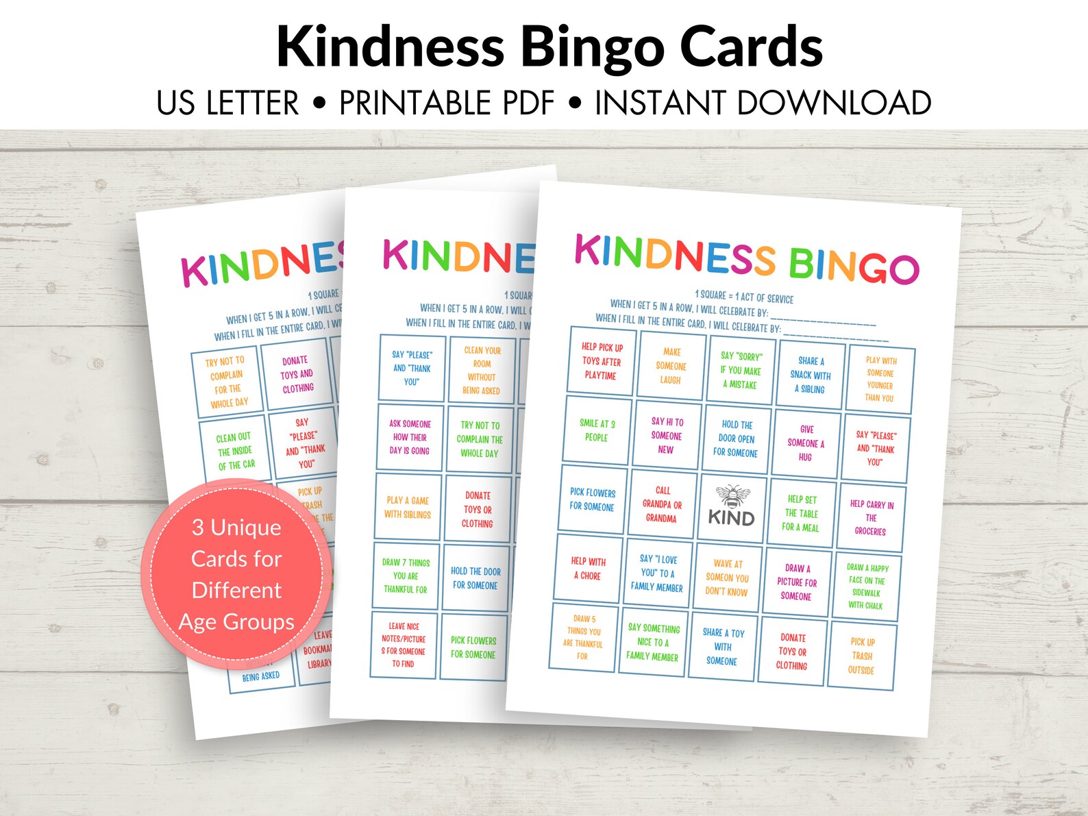 Kindness Bingo Cards for Kids | Printable Acts of Kindness | Kid’s ...