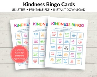 Printable Kindness Bingo, Instant Download - Etsy