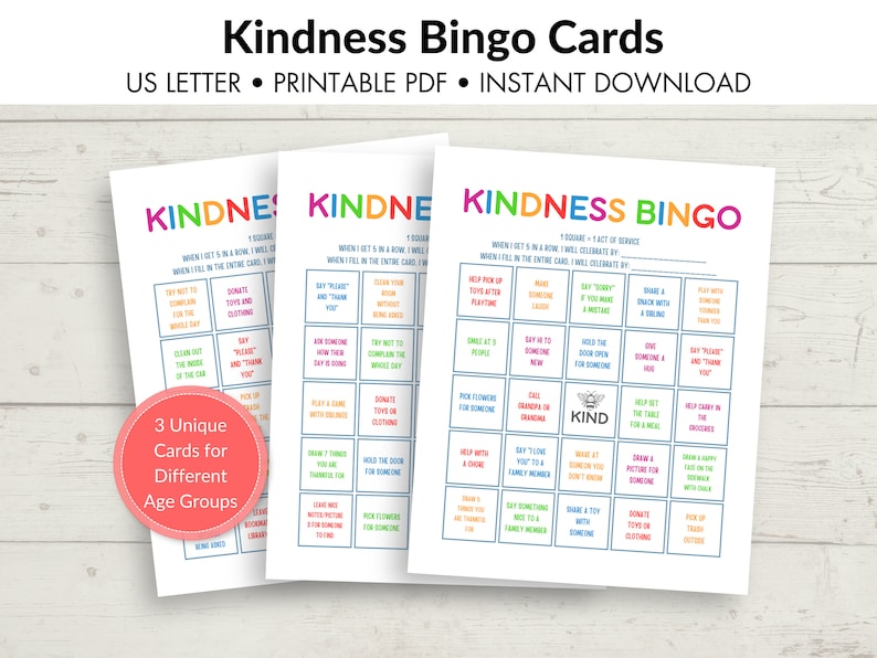 Kindness Bingo Cards for Kids | Printable Acts of Kindness | Kid’s ...