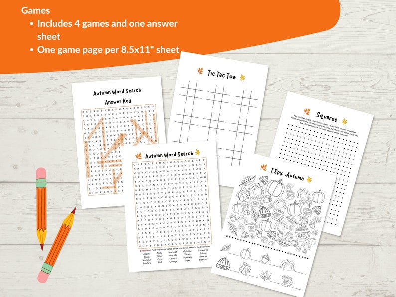 Fall Games and Word Search Bundle | Fall Kids Printable Activity Bundle ...