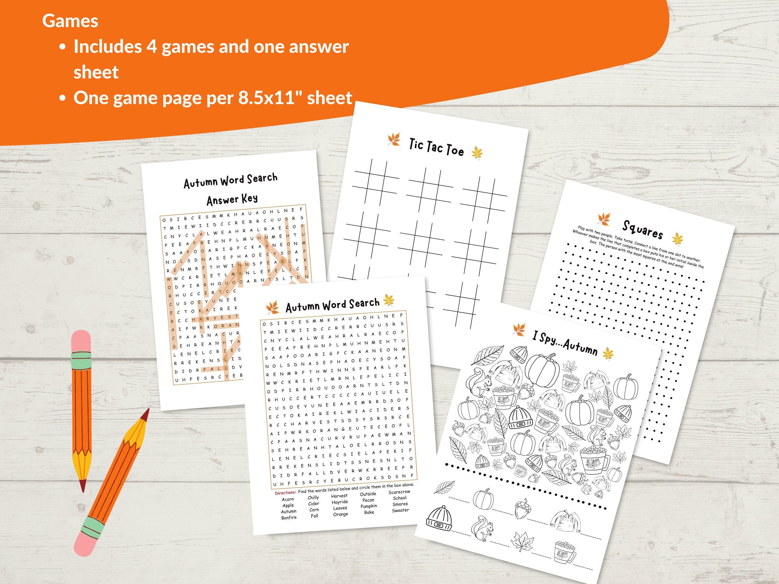 Fall Games and Word Search Bundle | Fall Kids Printable Activity Bundle ...
