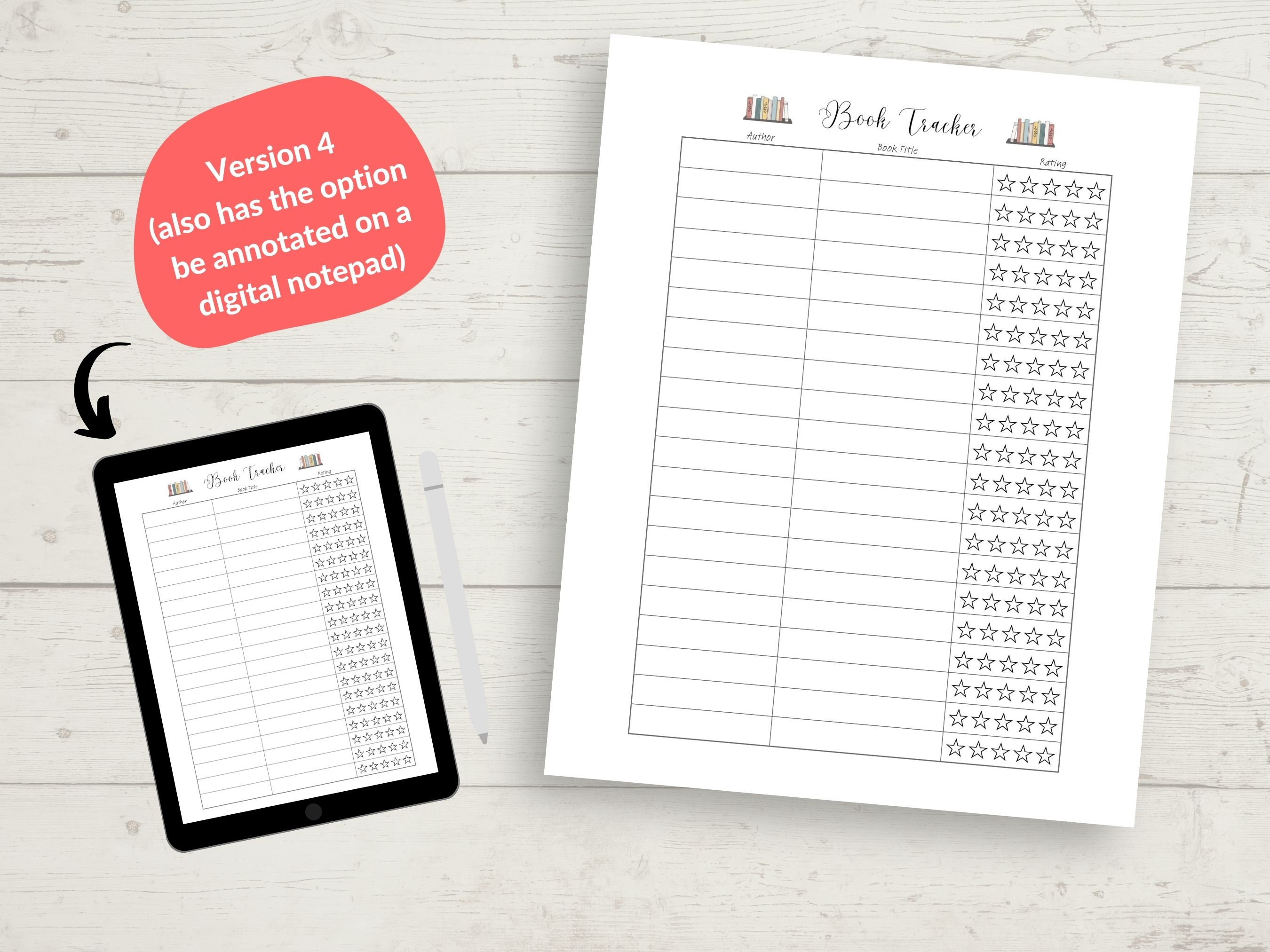 Book Tracker Digital Reading Tracker Book Log A4 A5 US Letter - Etsy
