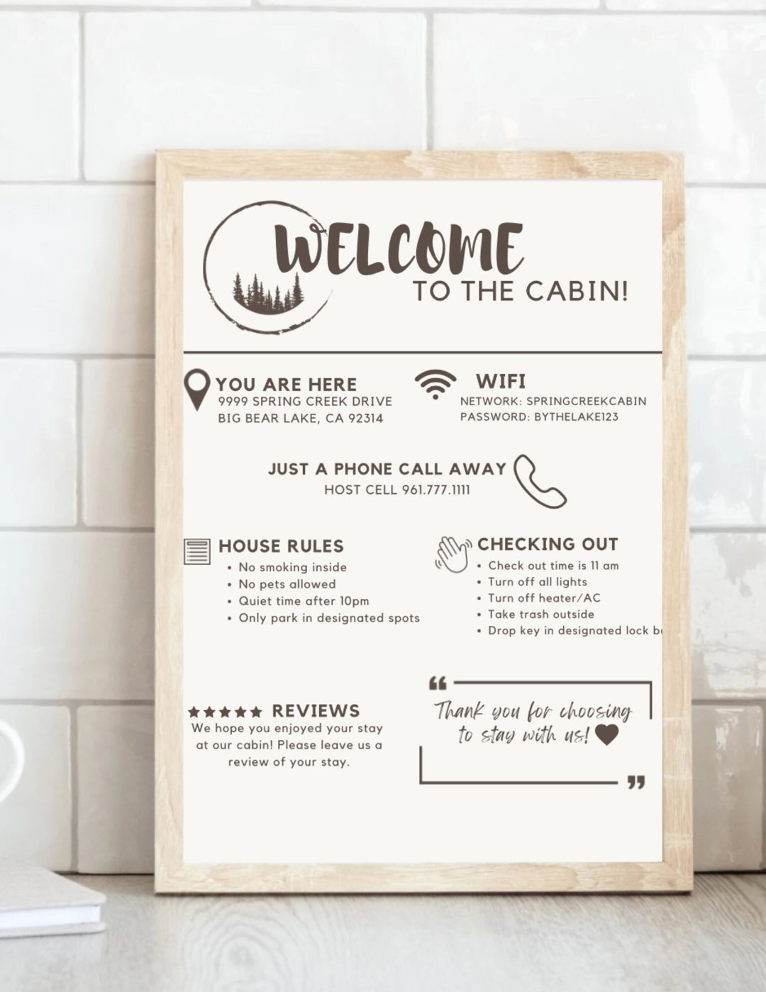 Cabin Welcome Sign for Renters! Perfect for VRBO and Airbnb - Etsy