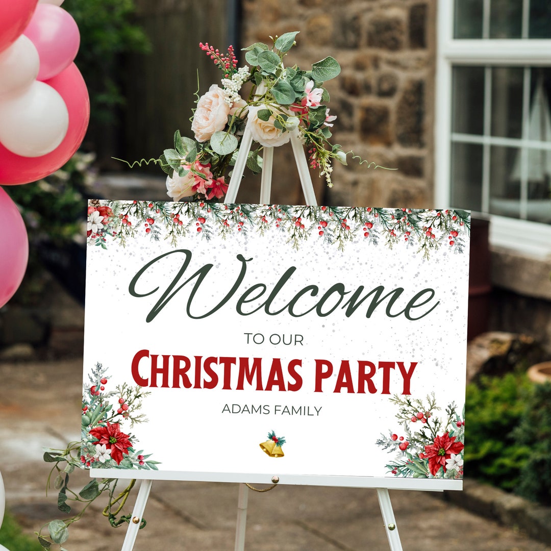 Christmas Party Sign Template, Welcome Party Sign Template, Modern ...