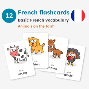 Printable Farm Animals Flash Cards French Vocabulary for Kids - Etsy