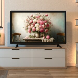 Frame TV Artwork | TV Art Flowers | Peonies Artwork | Samsung Frame Tv ...