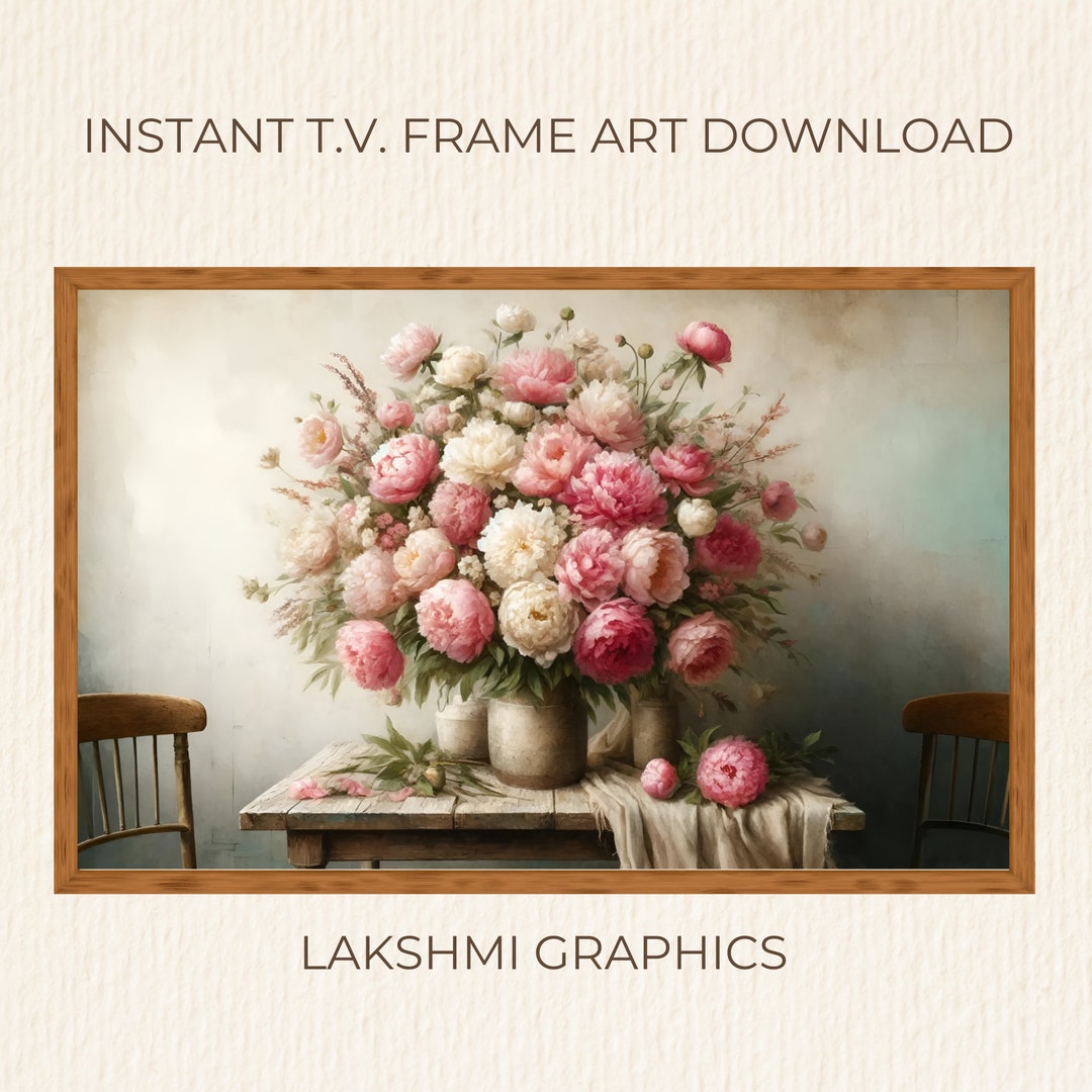 Frame TV Artwork | TV Art Flowers | Peonies Artwork | Samsung Frame Tv ...