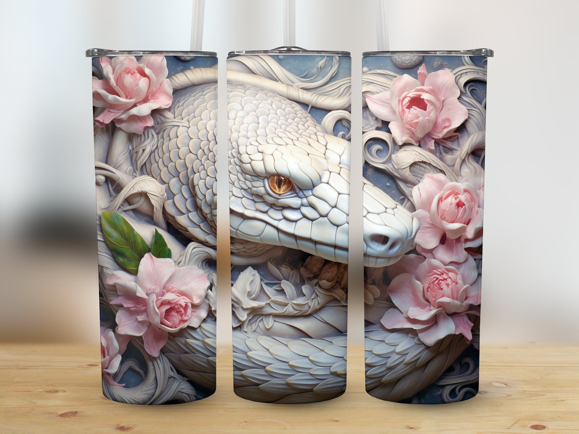 White Python Tumbler Wrap Sublimation Straight Skinny 20oz Tumbler ...