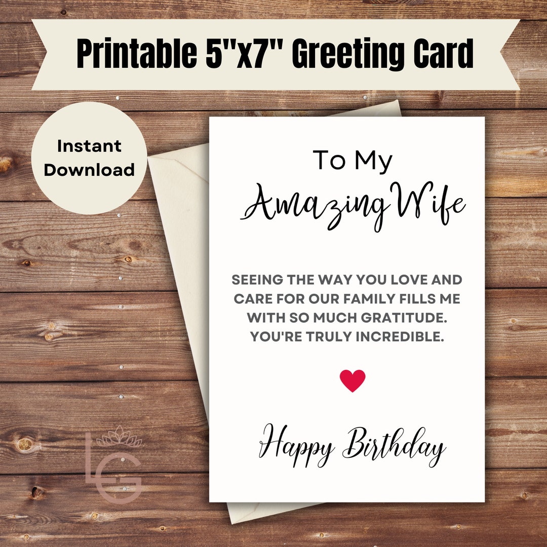 Printable | Happy Birthday to My Amazing Wife | Birthday Card | Amazing ...