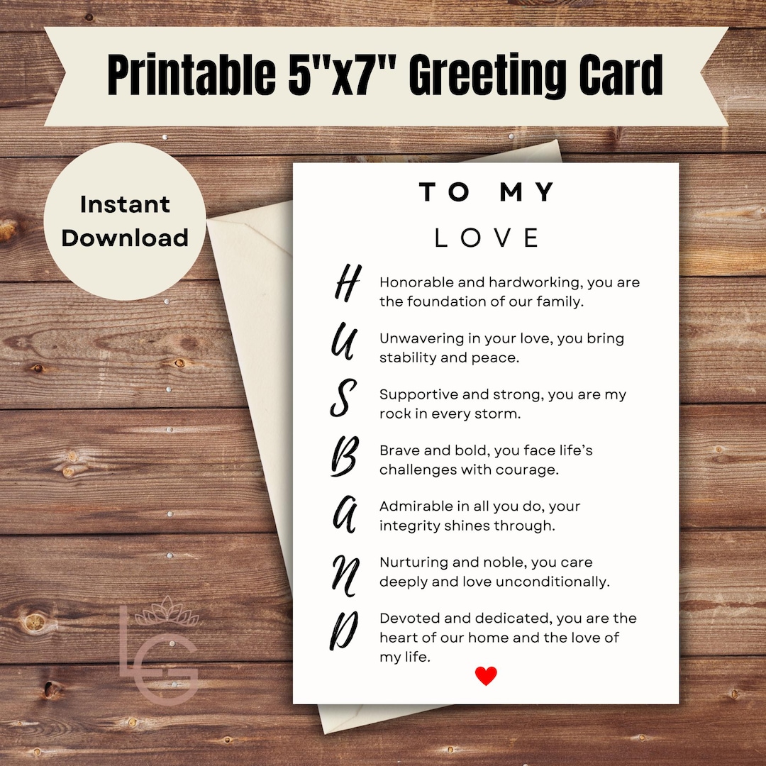 Printable | to My Love Husband | Appreciation Card | Husband | Amazing ...