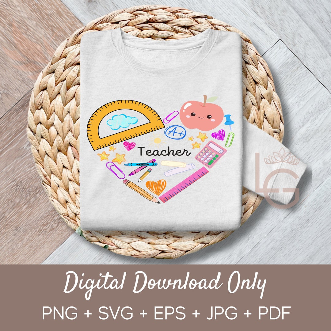 Back to School Teacher Heart | Svg, Png, Jpeg, Eps, Commercial Use ...