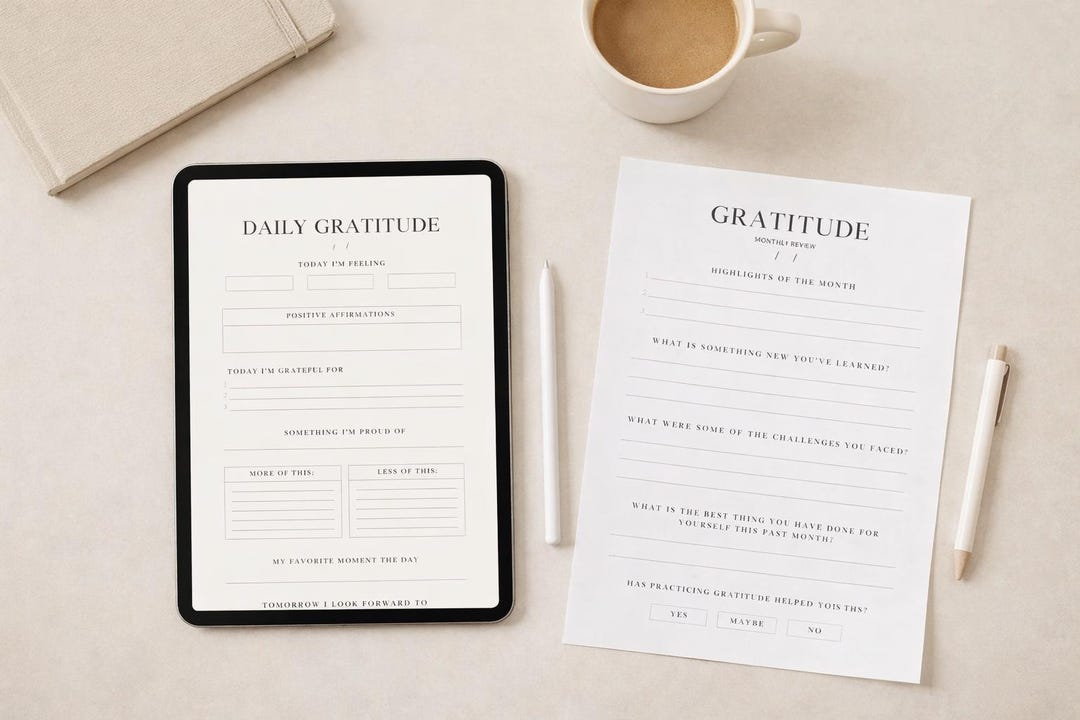 Minimal Gratitude Journal Printable | Self Care Planner | Instant ...