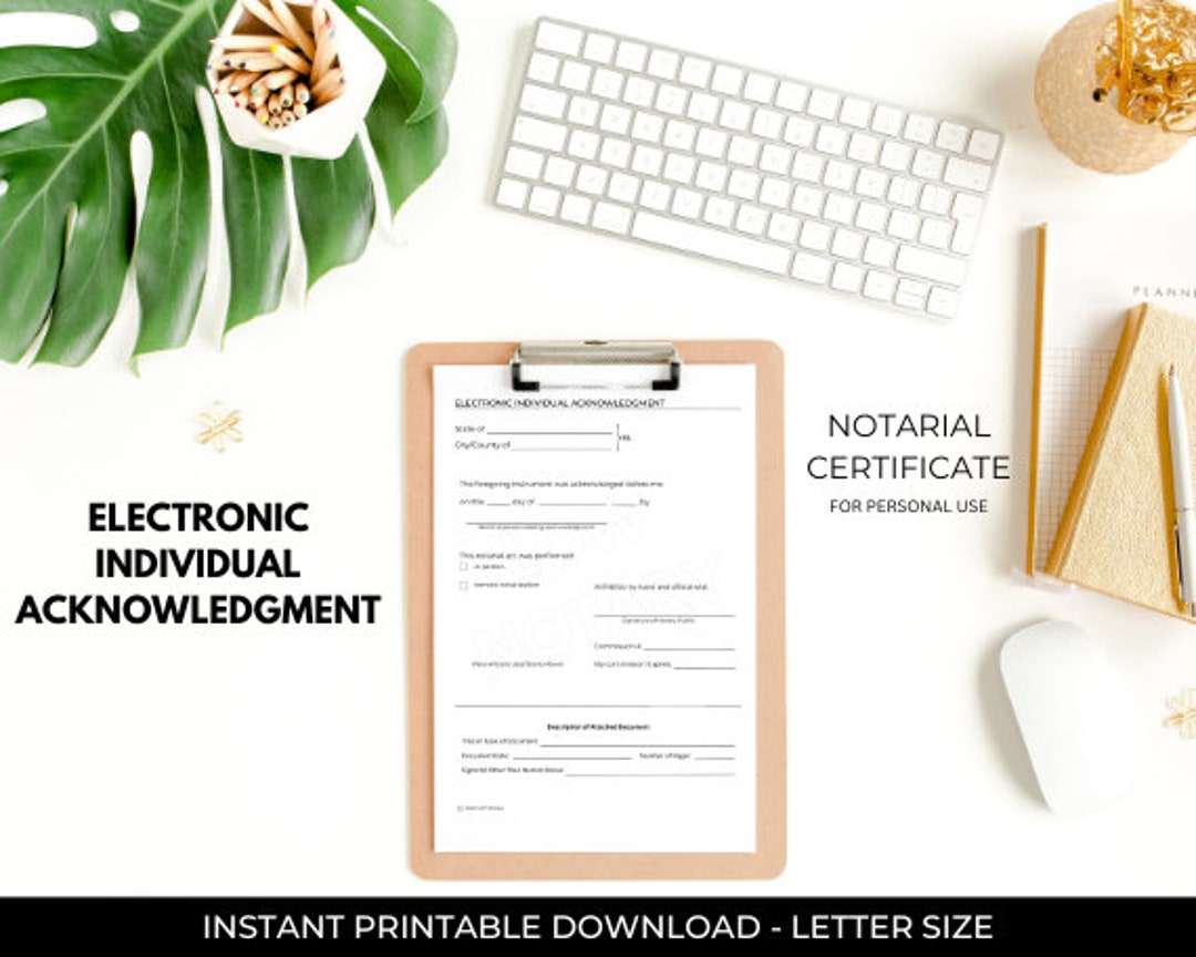 Electronic Individual Acknowledgment | Notary Certificate | PDF ...