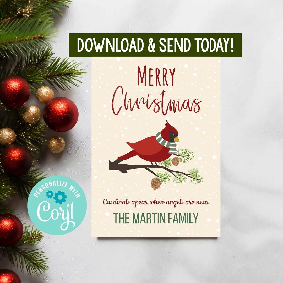 Cardinal Christmas Cards Print at Home Cards Greeting Card - Etsy