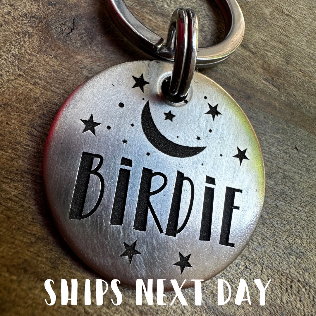 Moon Dog Pet Id Tag, Dog ID, Metal Dog Tag, Pet Id Tag, Dog ID Tag, Dog ...