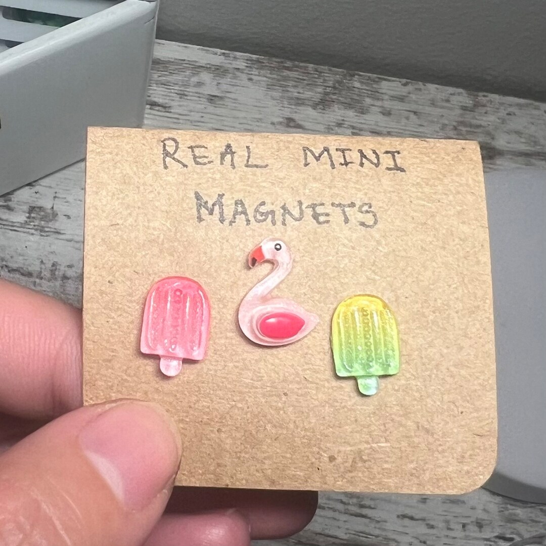 Mini Handmade Magnet Set of 3 With Pink Flamingo and Popsicle - Etsy