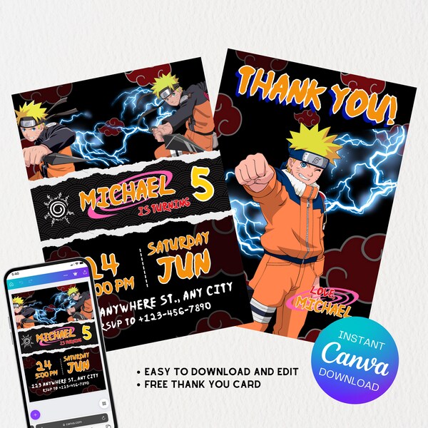 Digital Anime Birthday Invitations - Etsy