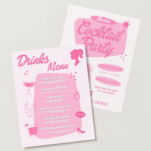 Pink Food Menu Template - Etsy