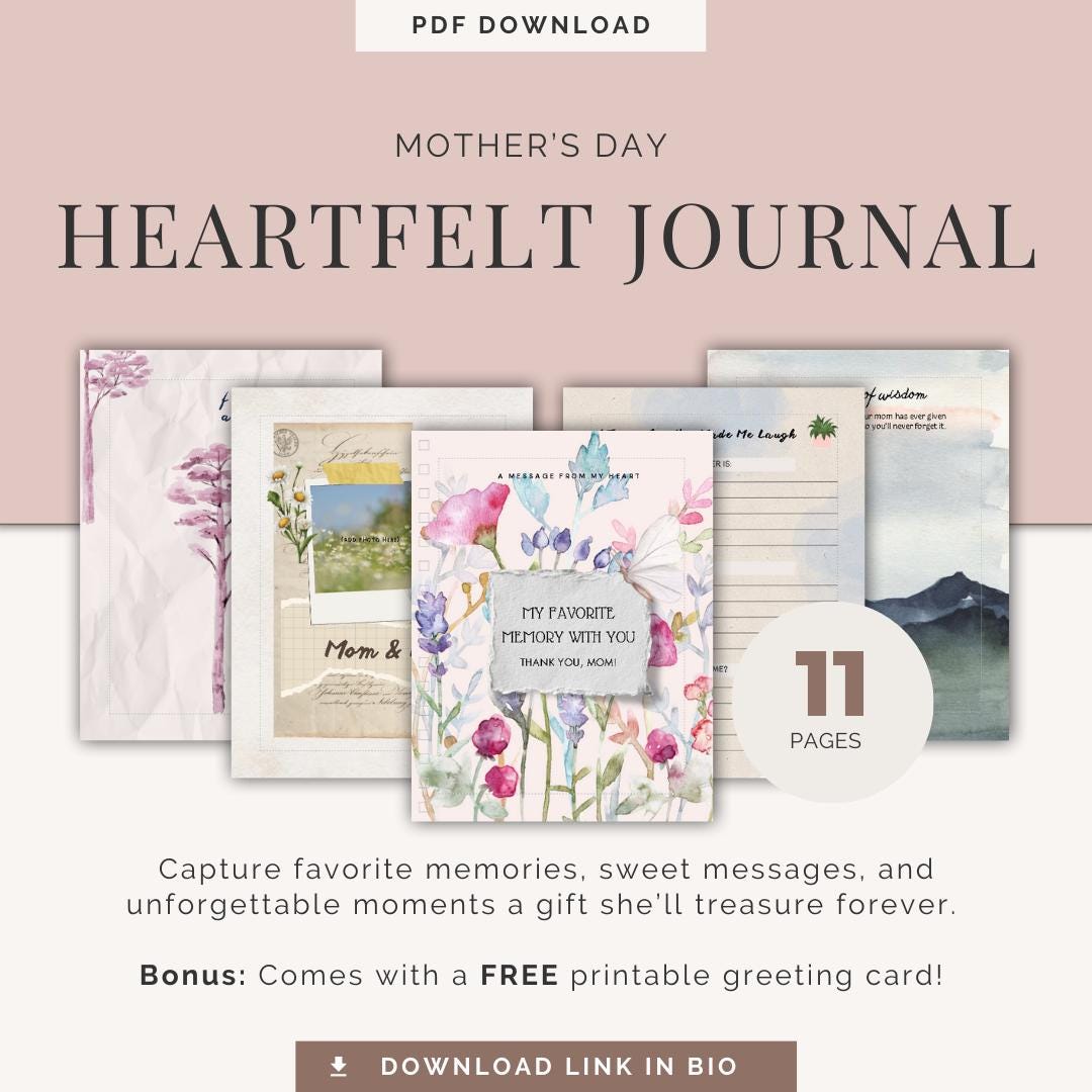 Personalized Mother's Day Memory Journal | Heartfelt Printable Gift for ...