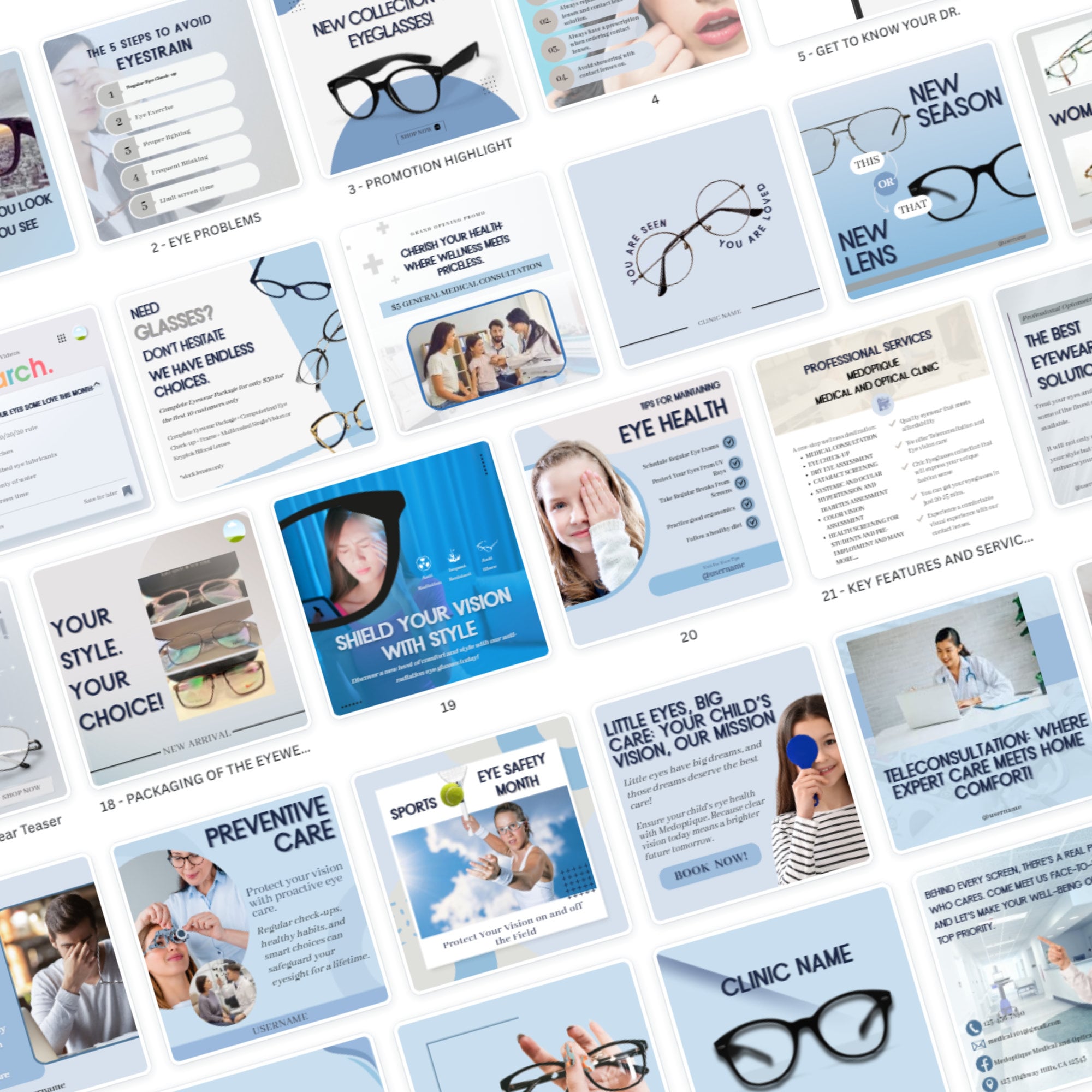 55 Blue Calm Instagram Templates - Instagram Templates Optometrist ...