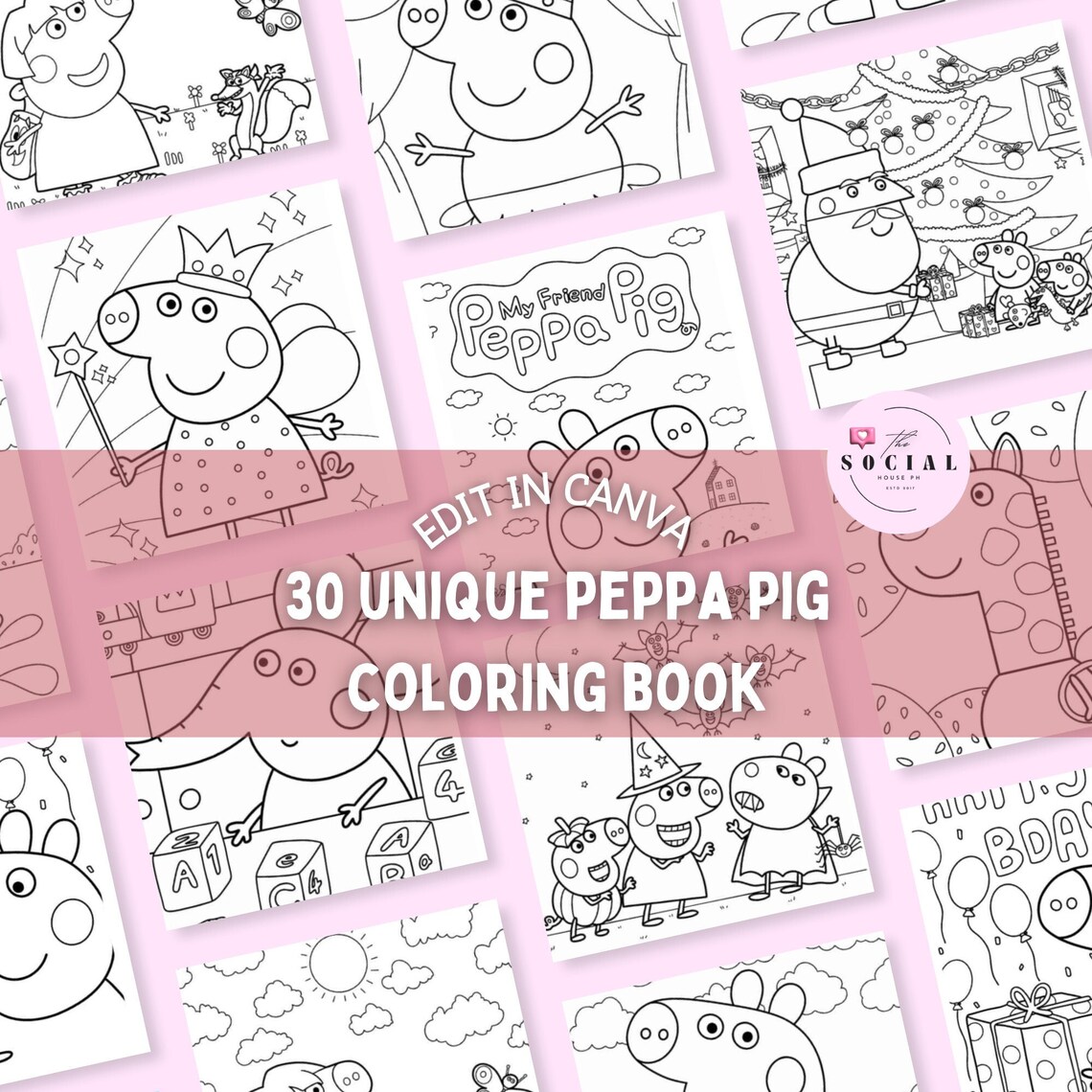 Peppa Pig Coloring Page, Coloring Page for Adults, Kids Coloring Pages ...