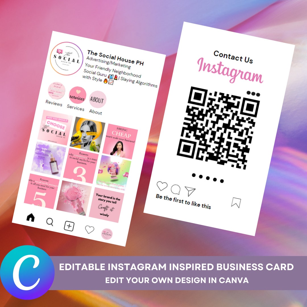 IG Style Business Card Minimalist Double-sided Card Ready to Print - Etsy