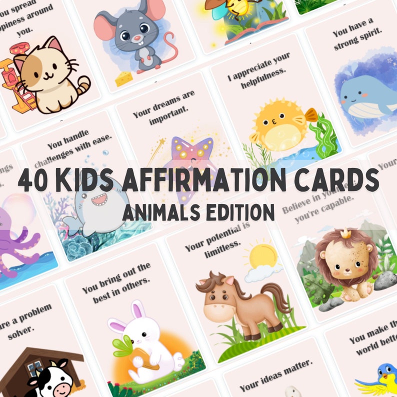 Printable Kids Positive Affirmation Cards | Set of 40 Kids Affirmation ...