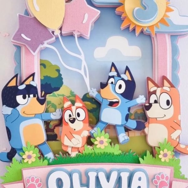 Bluey Birthday Cake Topper Party - Etsy