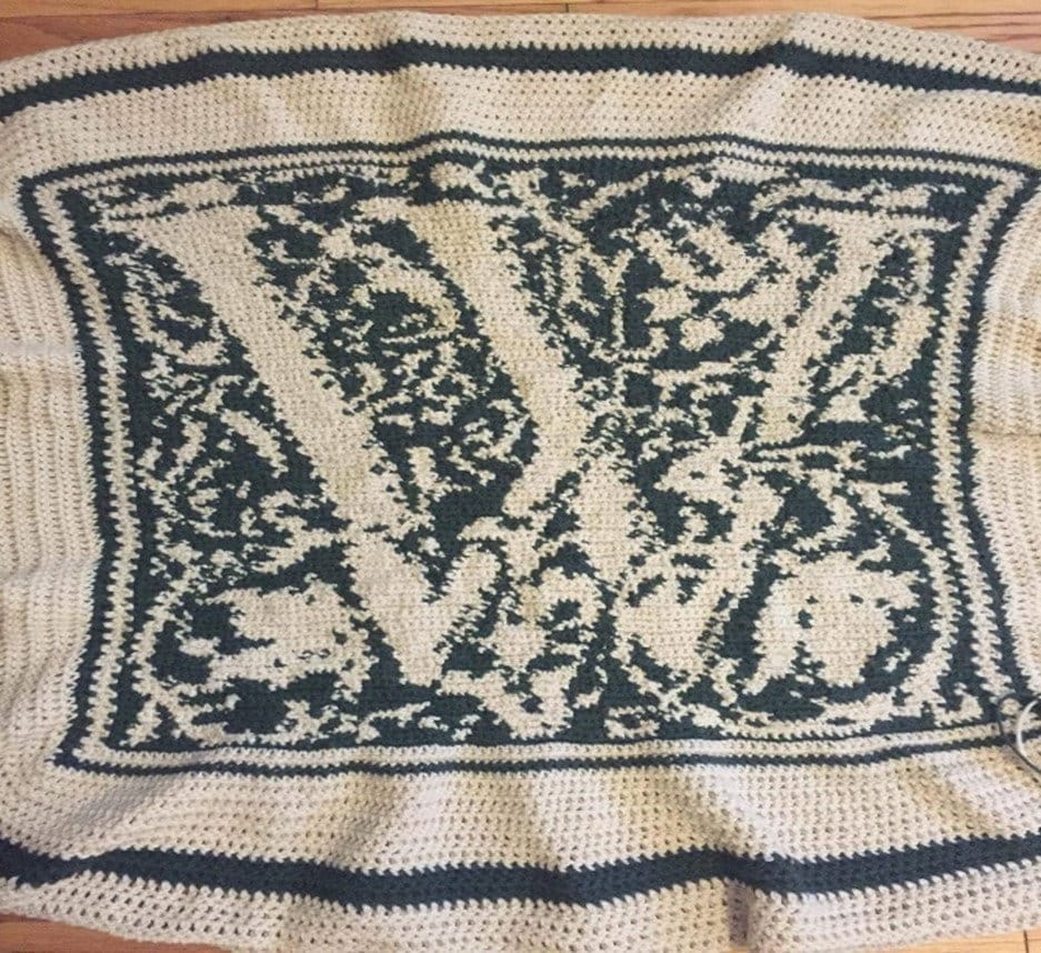 Alphabet - Letter W, Goudy Classic Style: Crochet/knit Graphgan Blanket ...