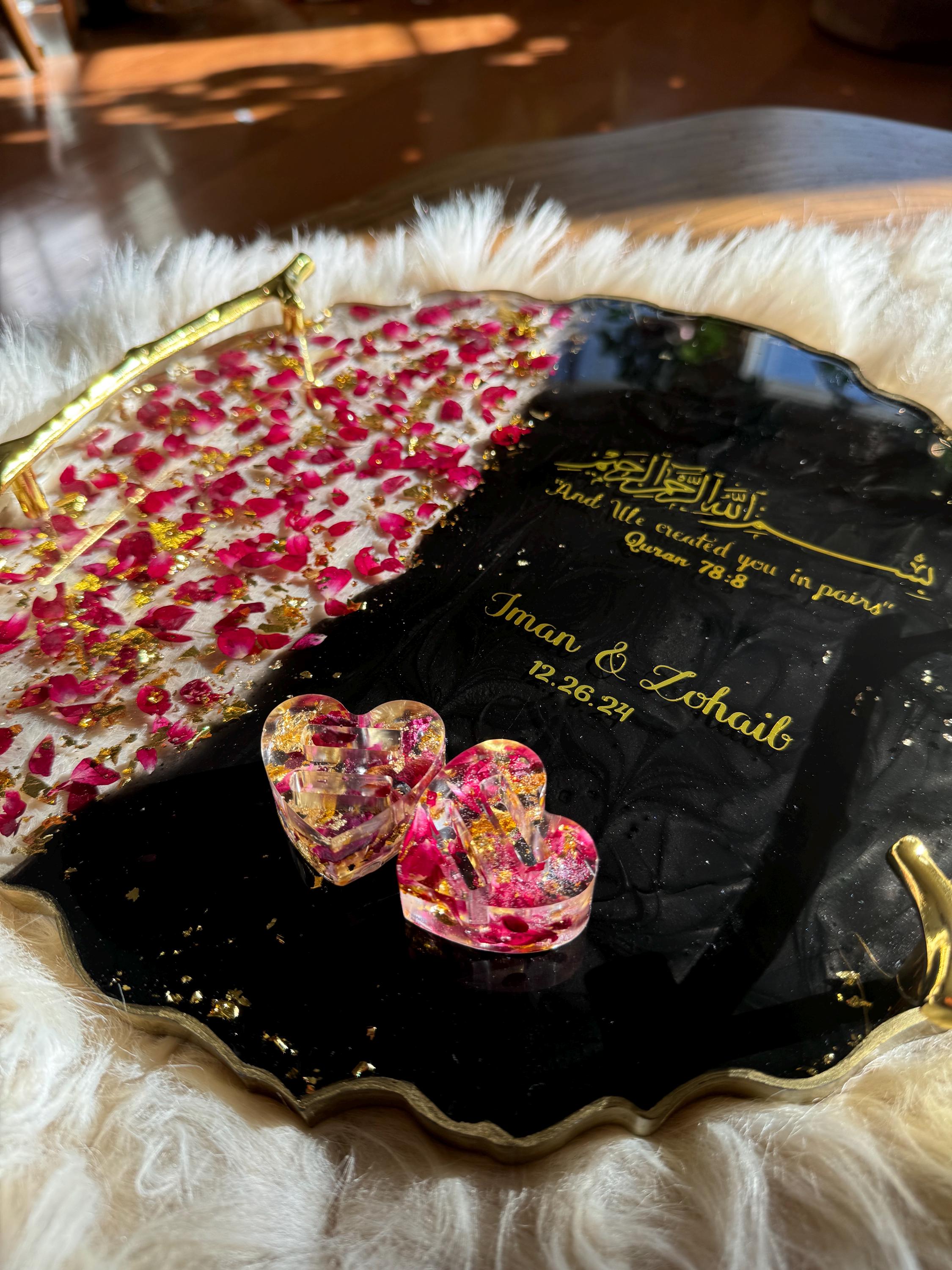 Custom Resin Wedding/nikkah Plaque/tray, Real Flowers, Wedding Gift ...