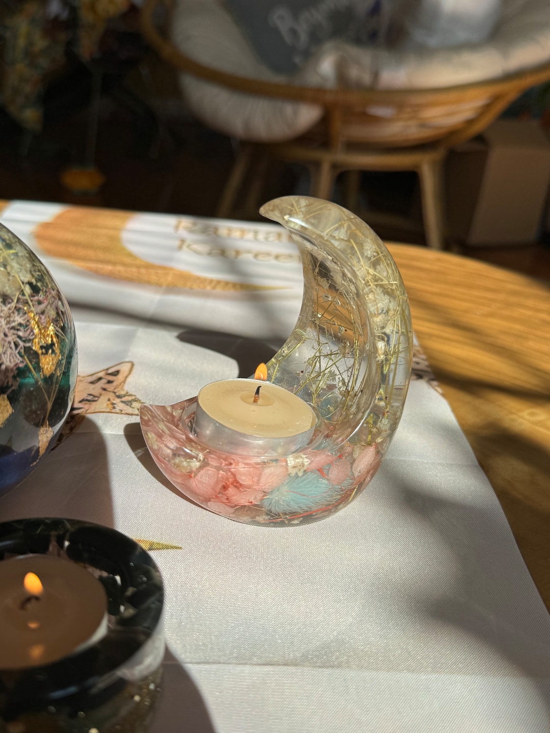 Custom Handmade Crescent Resin Tealight Candle Holder - Etsy